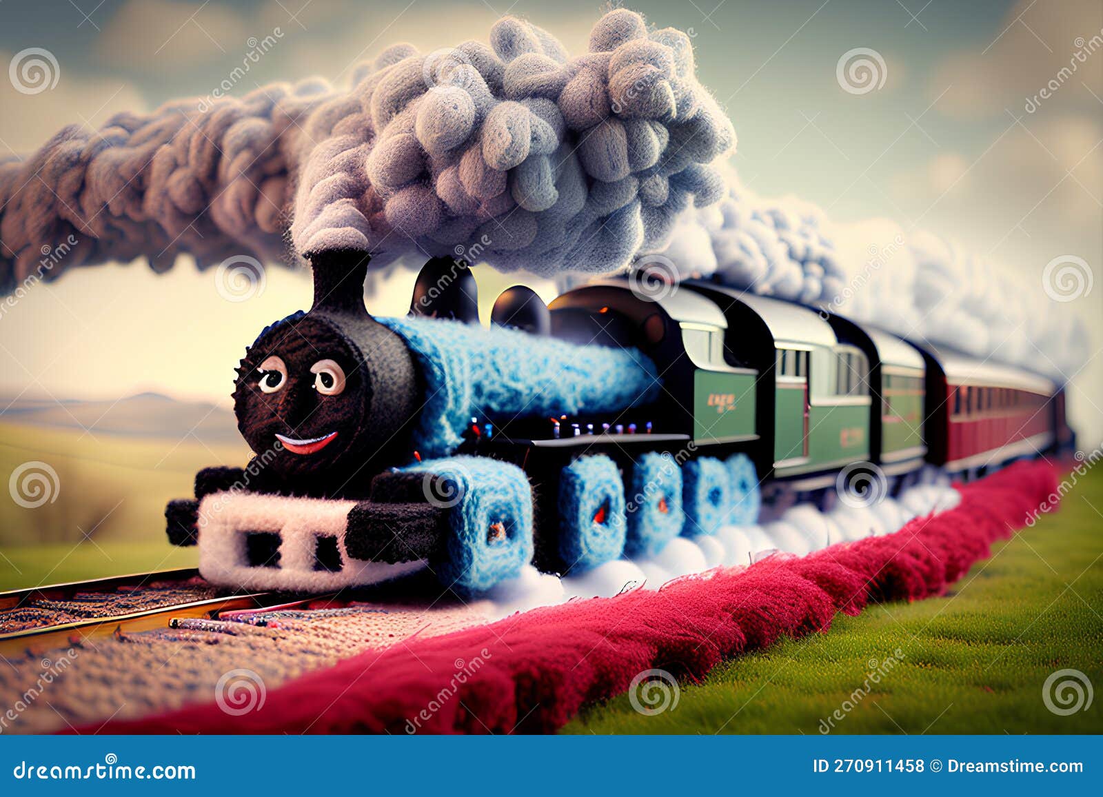 Image of the Vintage Train Chugging Along the Tracks Releasing Its ...