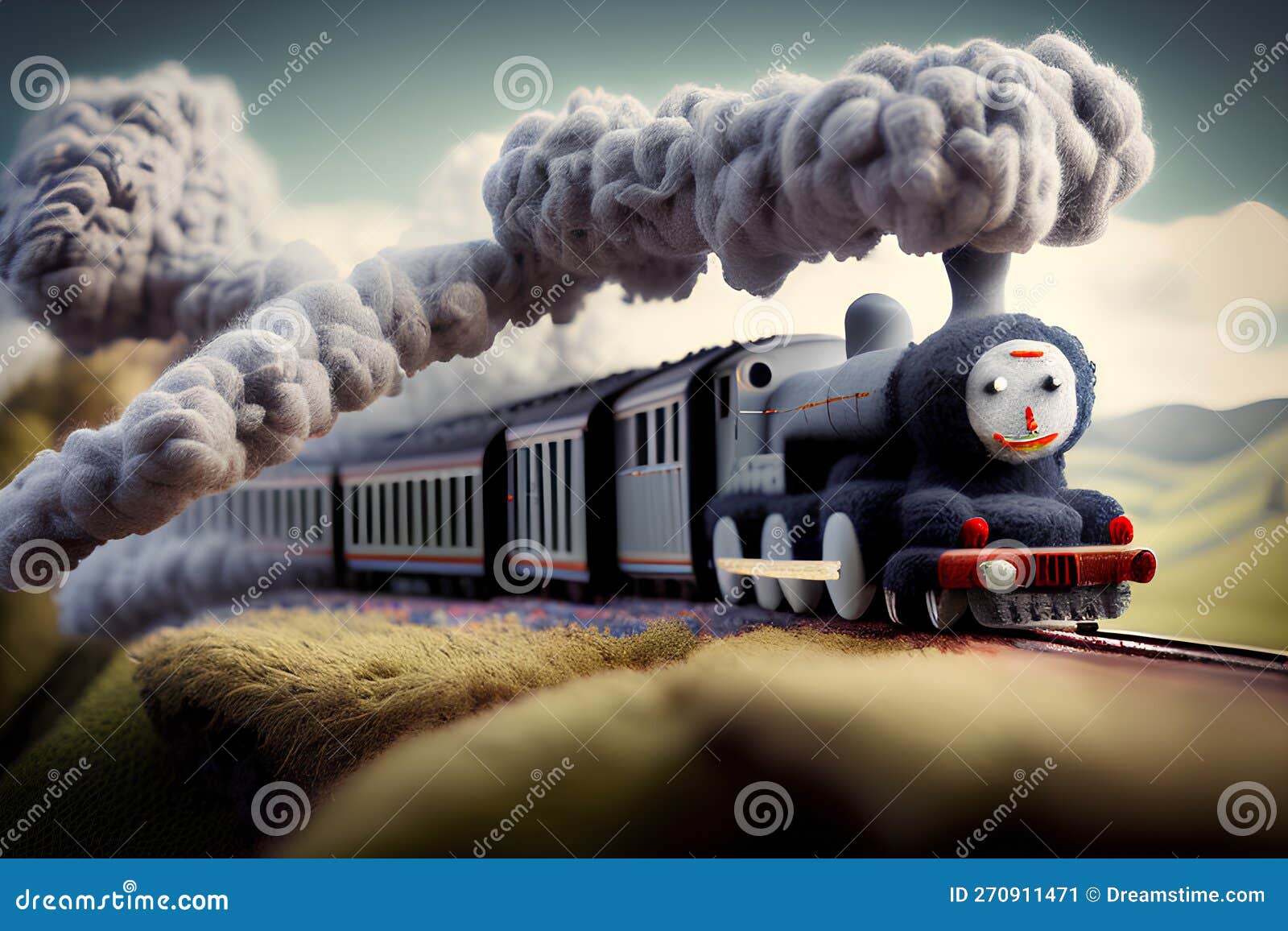 Image of the Vintage Train Chugging Along the Tracks Releasing Its ...