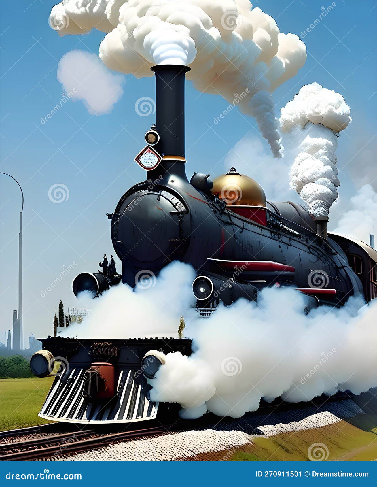 Image of the Vintage Train Chugging Along the Tracks Releasing Its ...