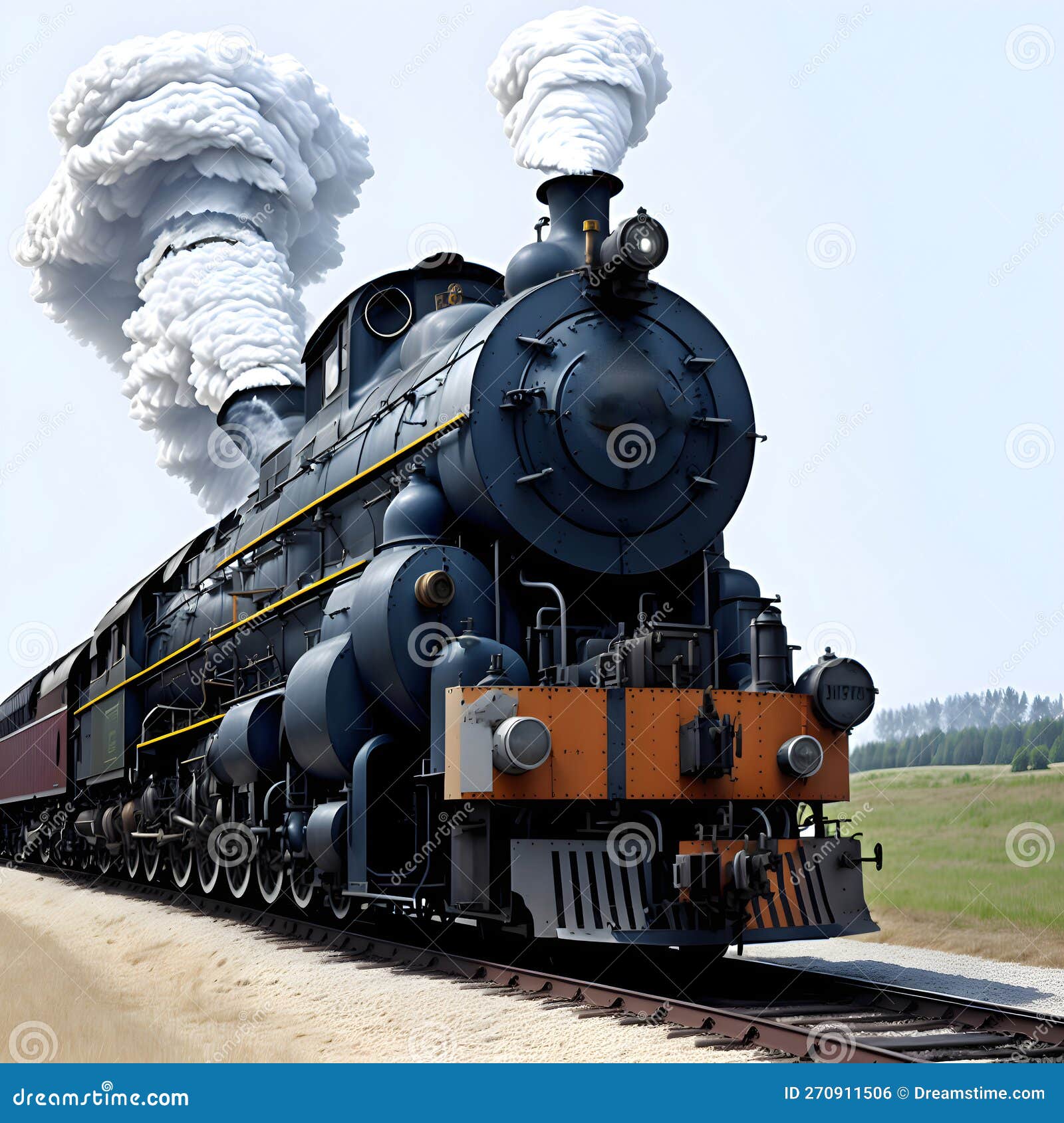 Image of the Vintage Train Chugging Along the Tracks Releasing Its ...