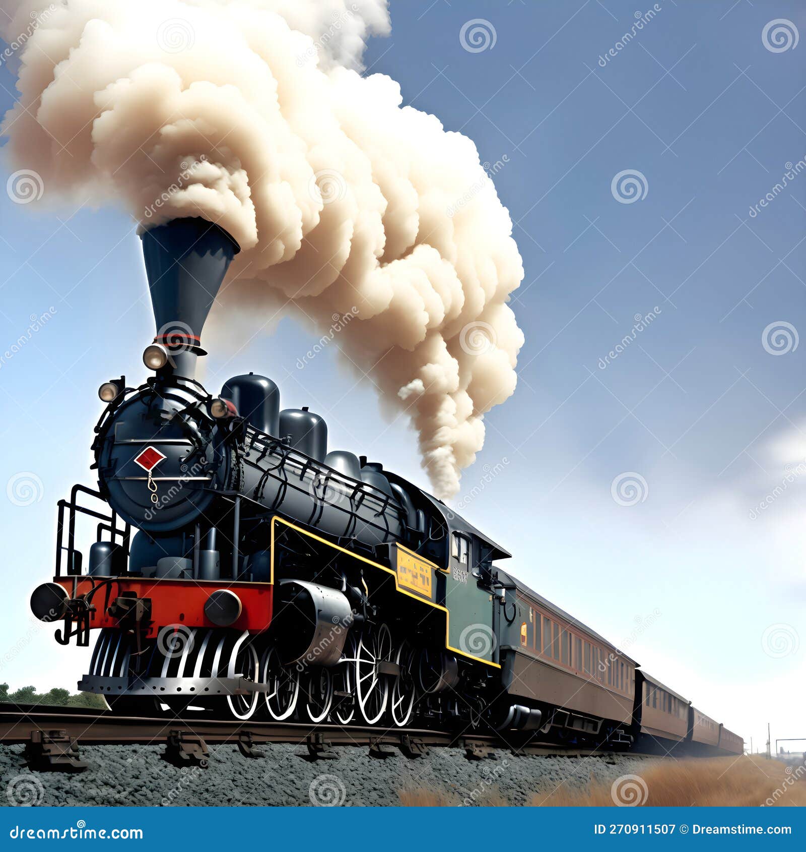 Image of the Vintage Train Chugging Along the Tracks Releasing Its ...