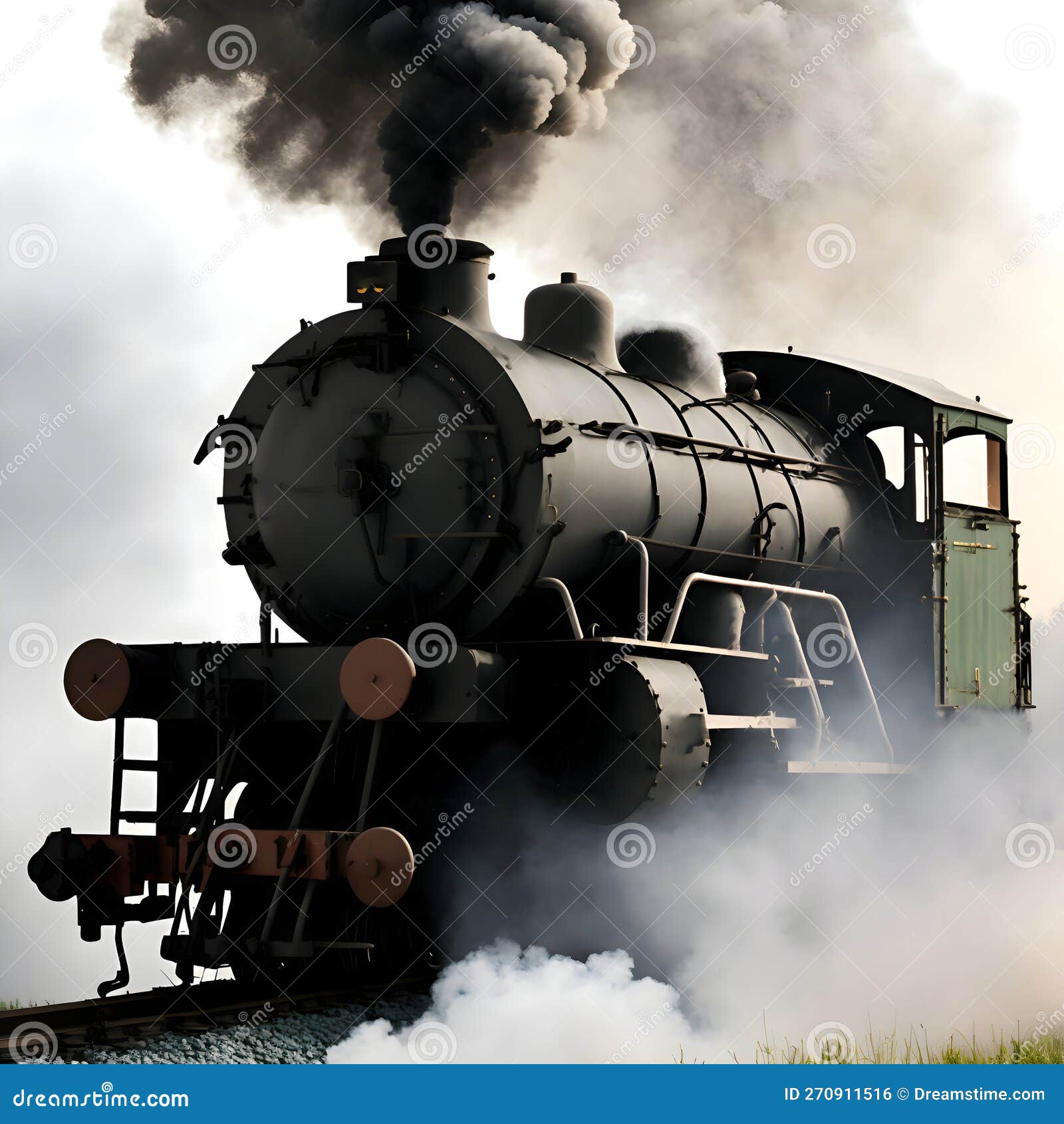 Image of the Vintage Train Chugging Along the Tracks Releasing Its ...