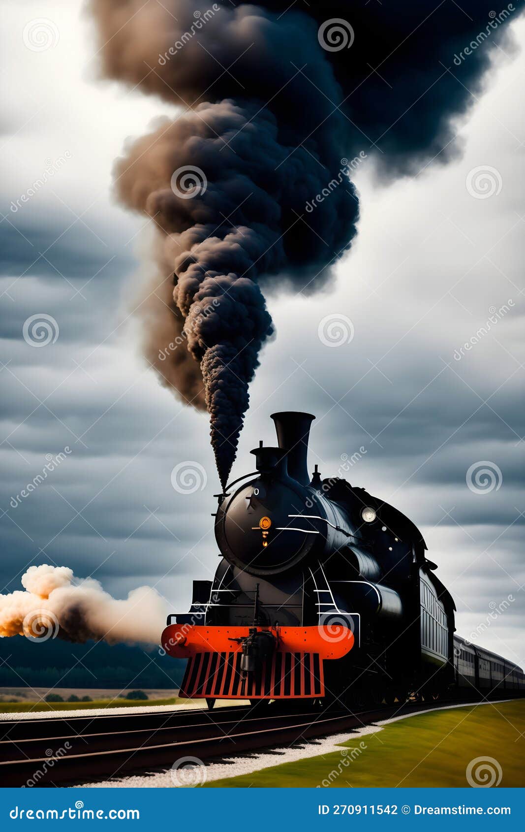 Image of the Vintage Train Chugging Along the Tracks Releasing Its ...