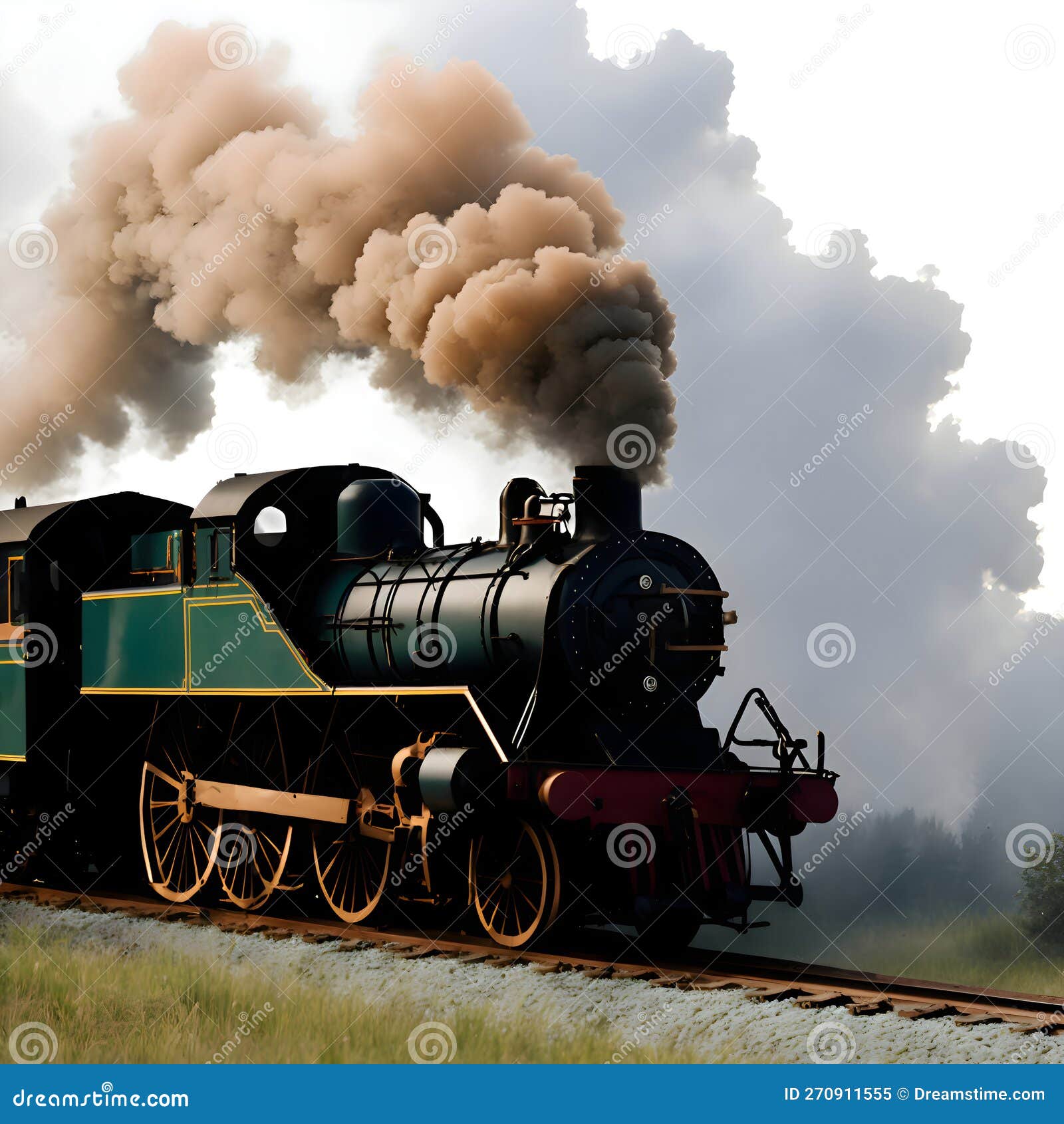 Image of the Vintage Train Chugging Along the Tracks Releasing Its ...