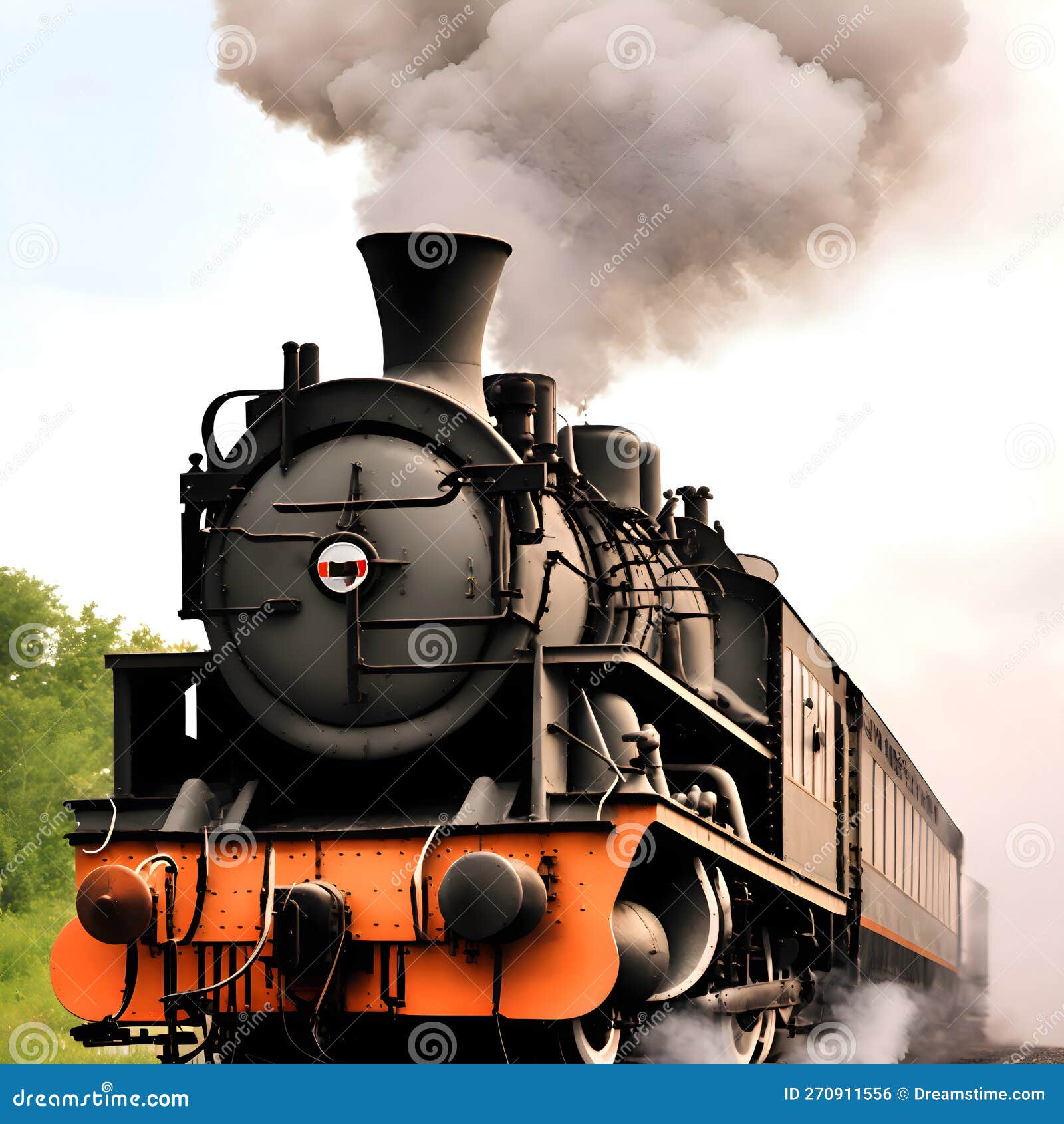 Image of the Vintage Train Chugging Along the Tracks Releasing Its ...