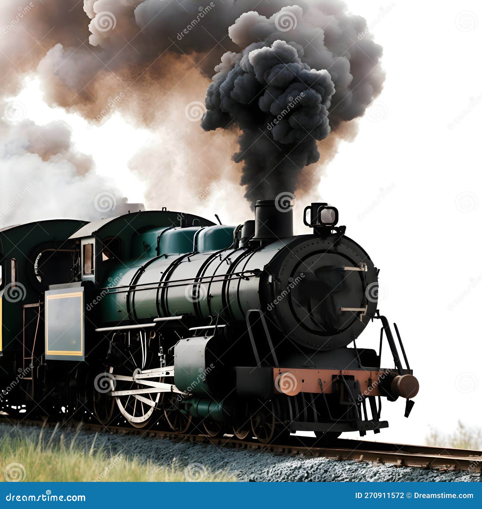 Image of the Vintage Train Chugging Along the Tracks Releasing Its ...