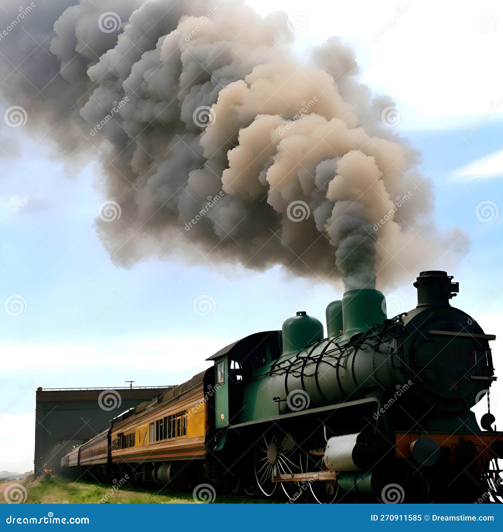 Image of the Vintage Train Chugging Along the Tracks Releasing Its ...