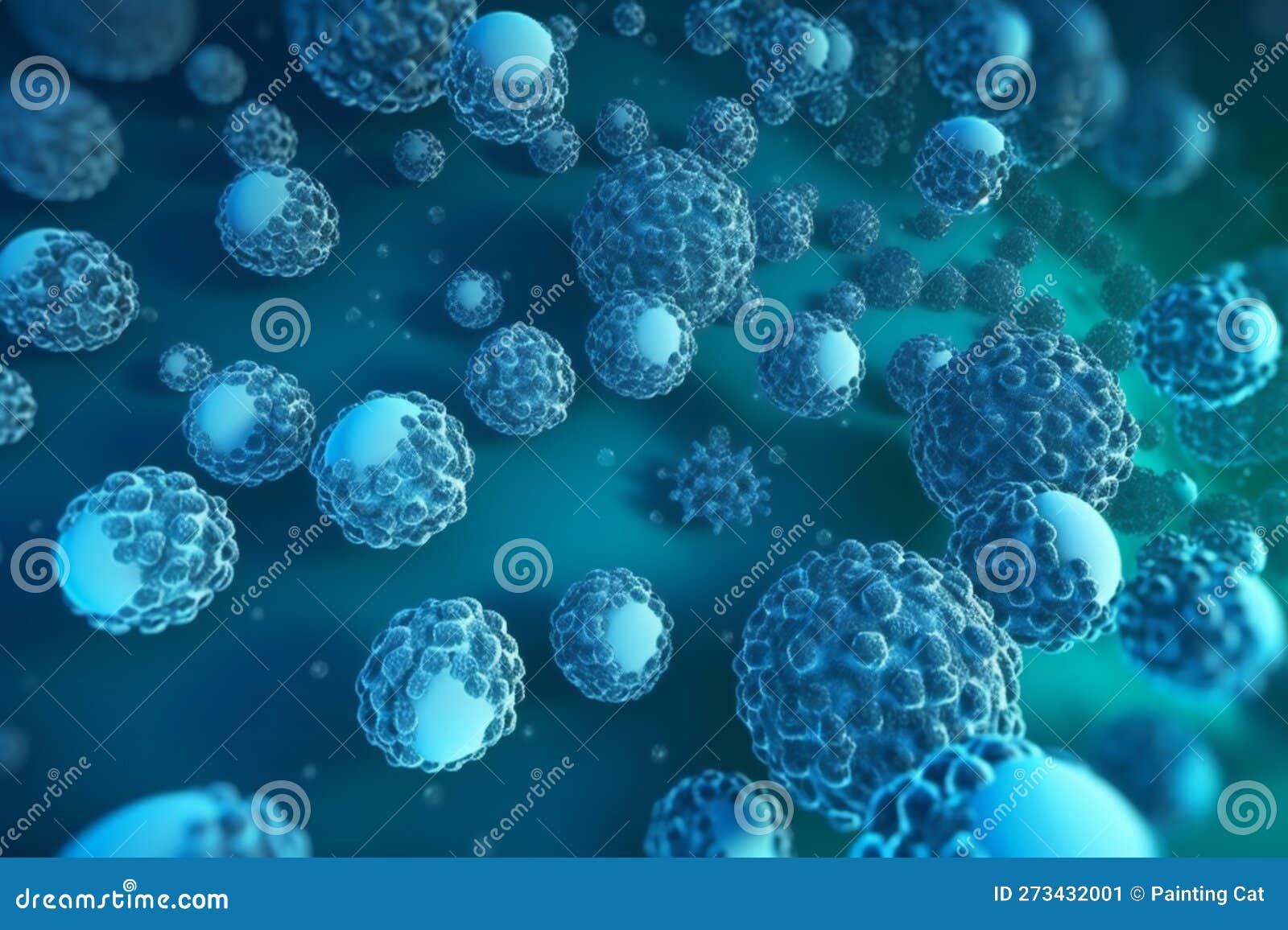 Image of Virus Cells on Blue Background, Abstract, Backgrounds Stock ...