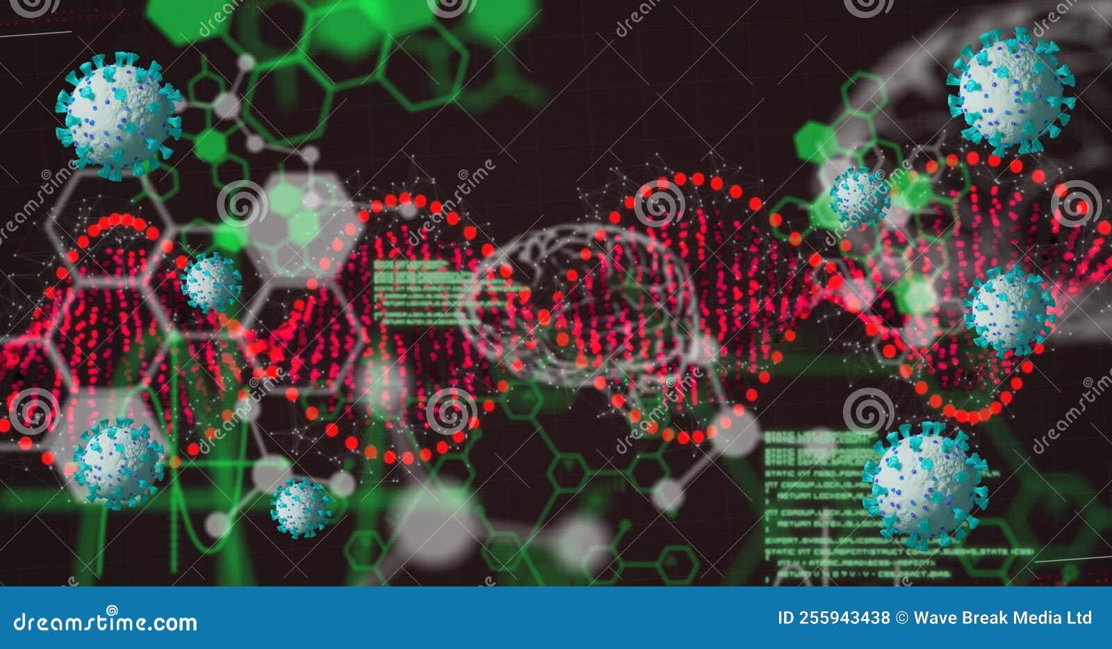 Image of Virus Cells Over Data Processing Stock Illustration - Illustration of digitally ...