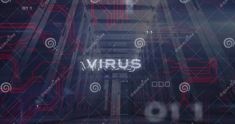 Image of Virus Text, Binary Codes and Computer Language, Low Angle View ...