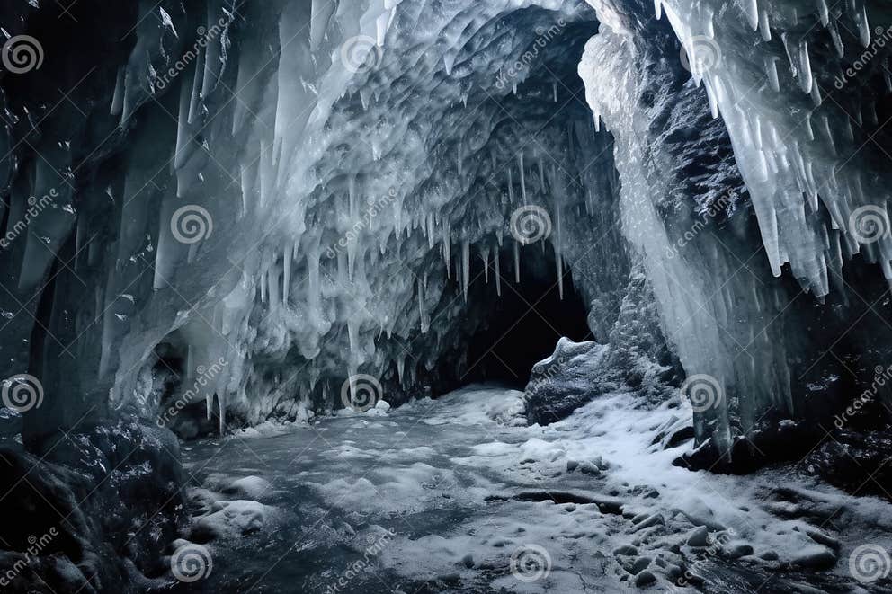 Image of Visibly Cold Cave Interior with Ice Formation Stock Image ...