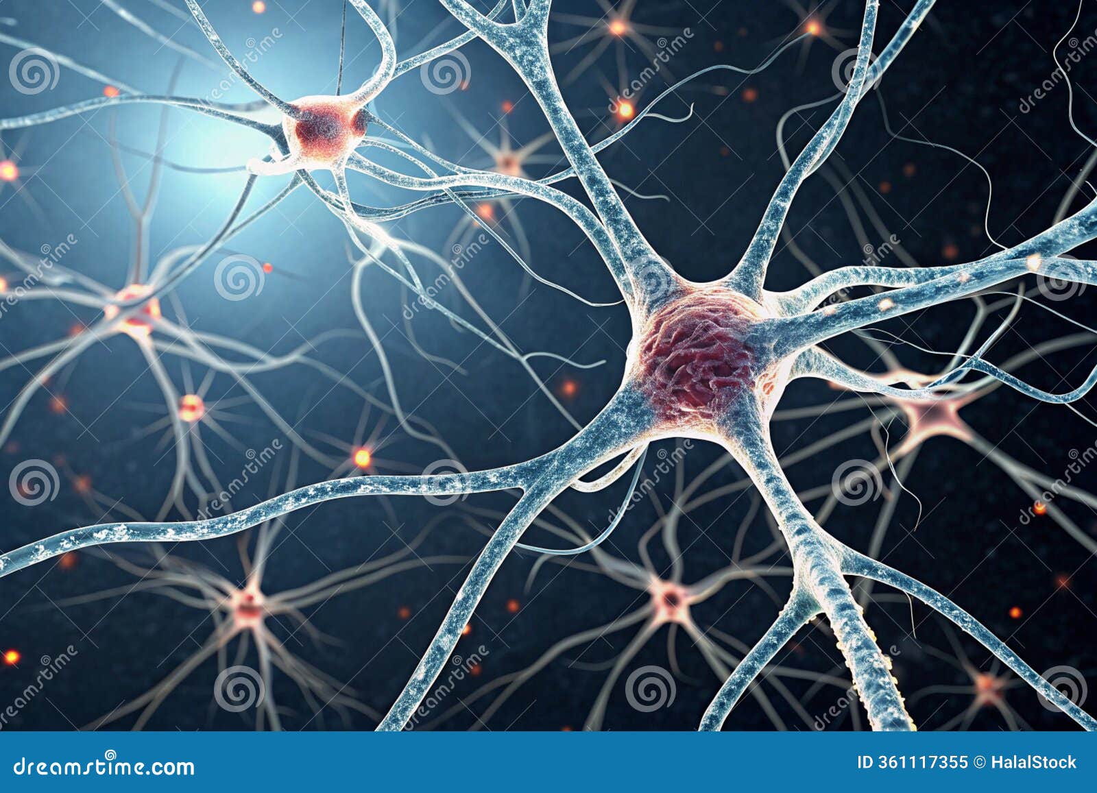 Neuron Cells Network with Impulses: Neural System Concept Stock ...