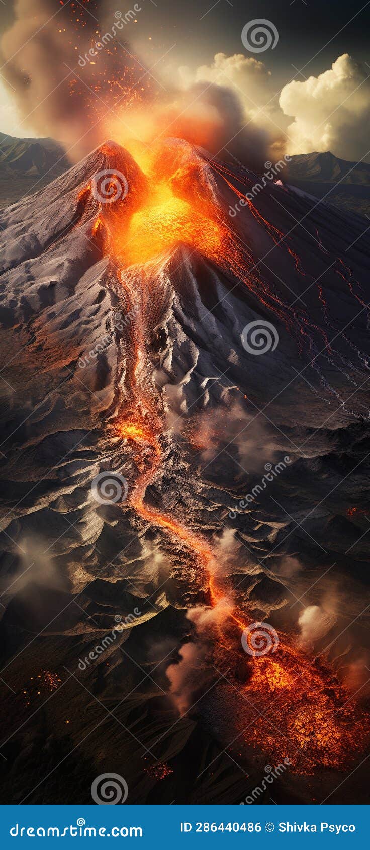 Image of a Volcano Blast View Generative AI Stock Illustration ...