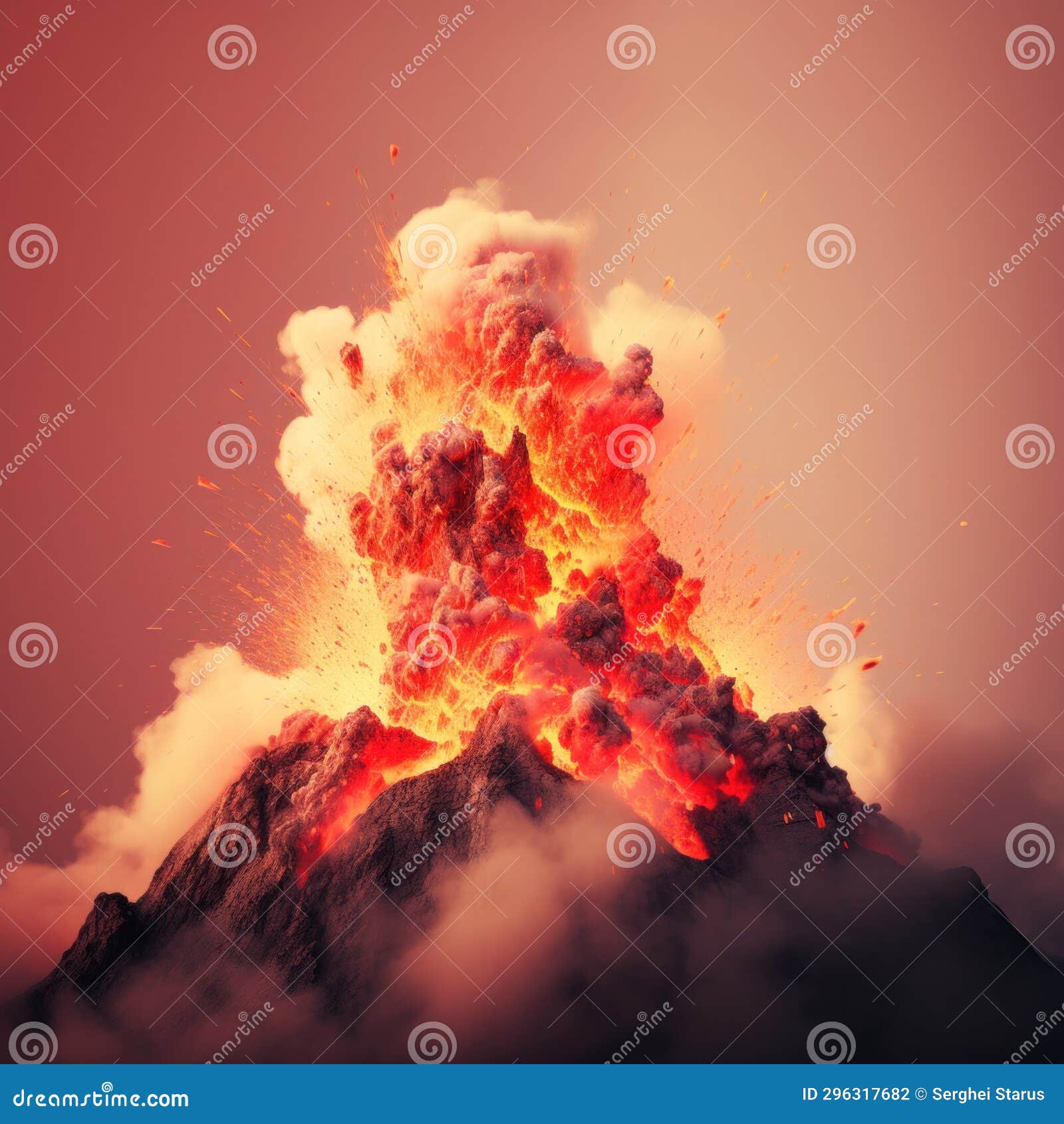 An Image of a Volcano Erupting with Smoke and Lava, AI Stock Photo ...