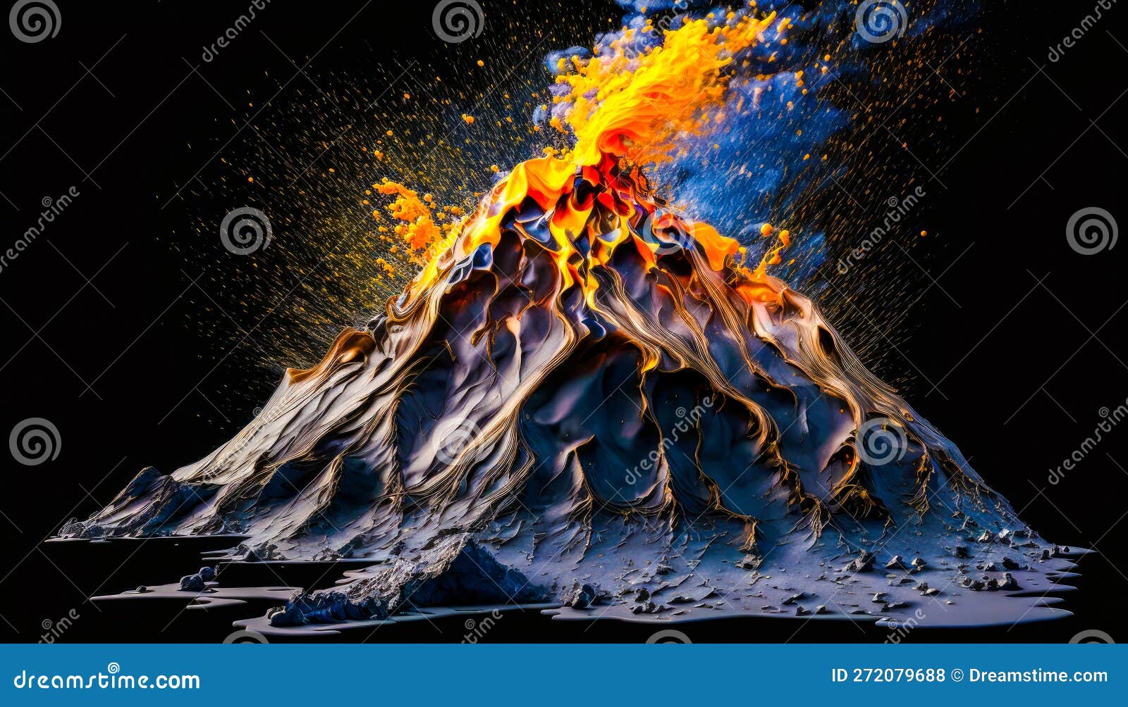 An Image of Volcano with Fire and Smoke Coming Out of it. Generative AI ...