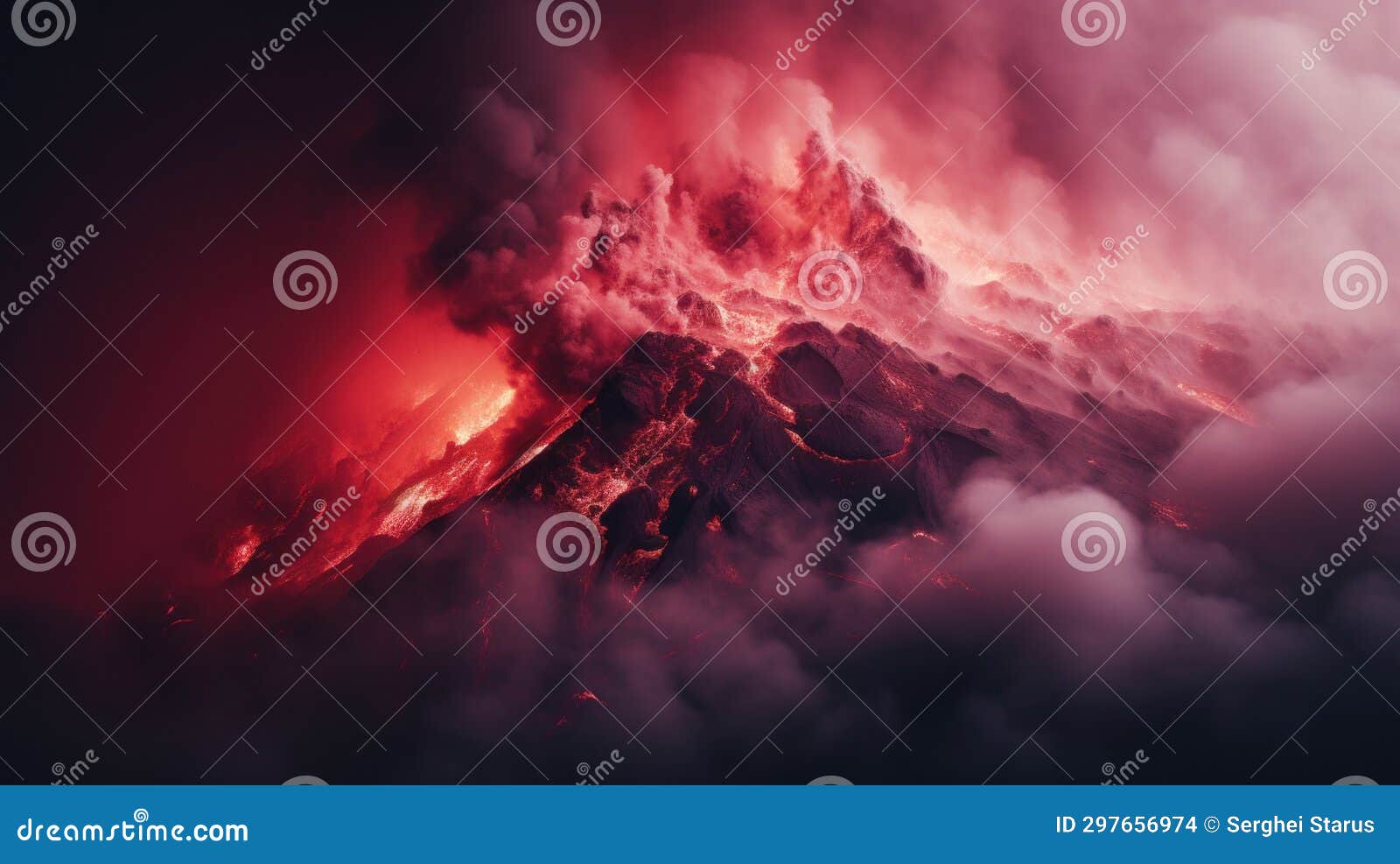 An Image of a Volcano with Red and Black Smoke, AI Stock Photo - Image ...
