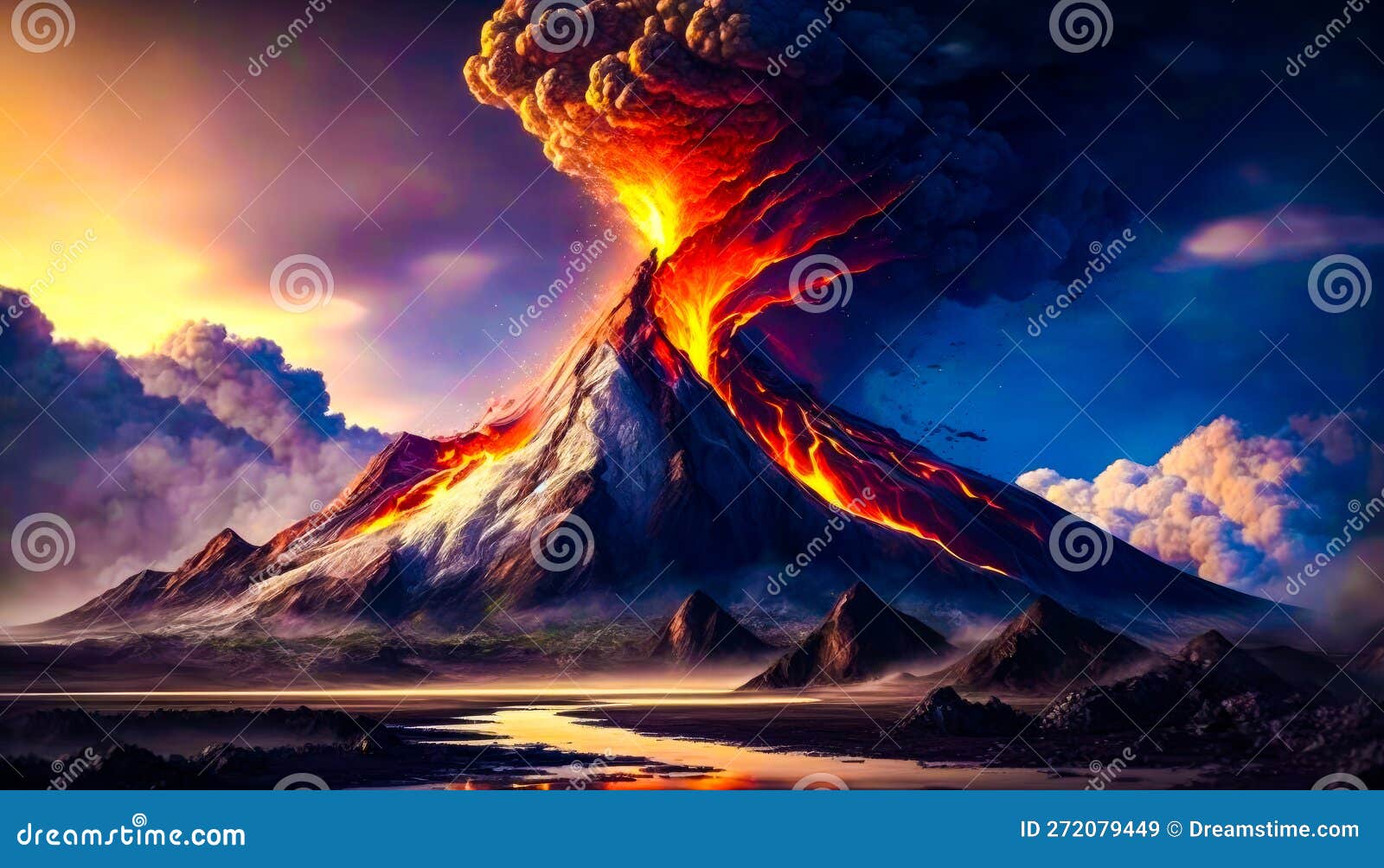 An Image of Volcano with Smoke Coming Out of it. Generative AI Stock ...