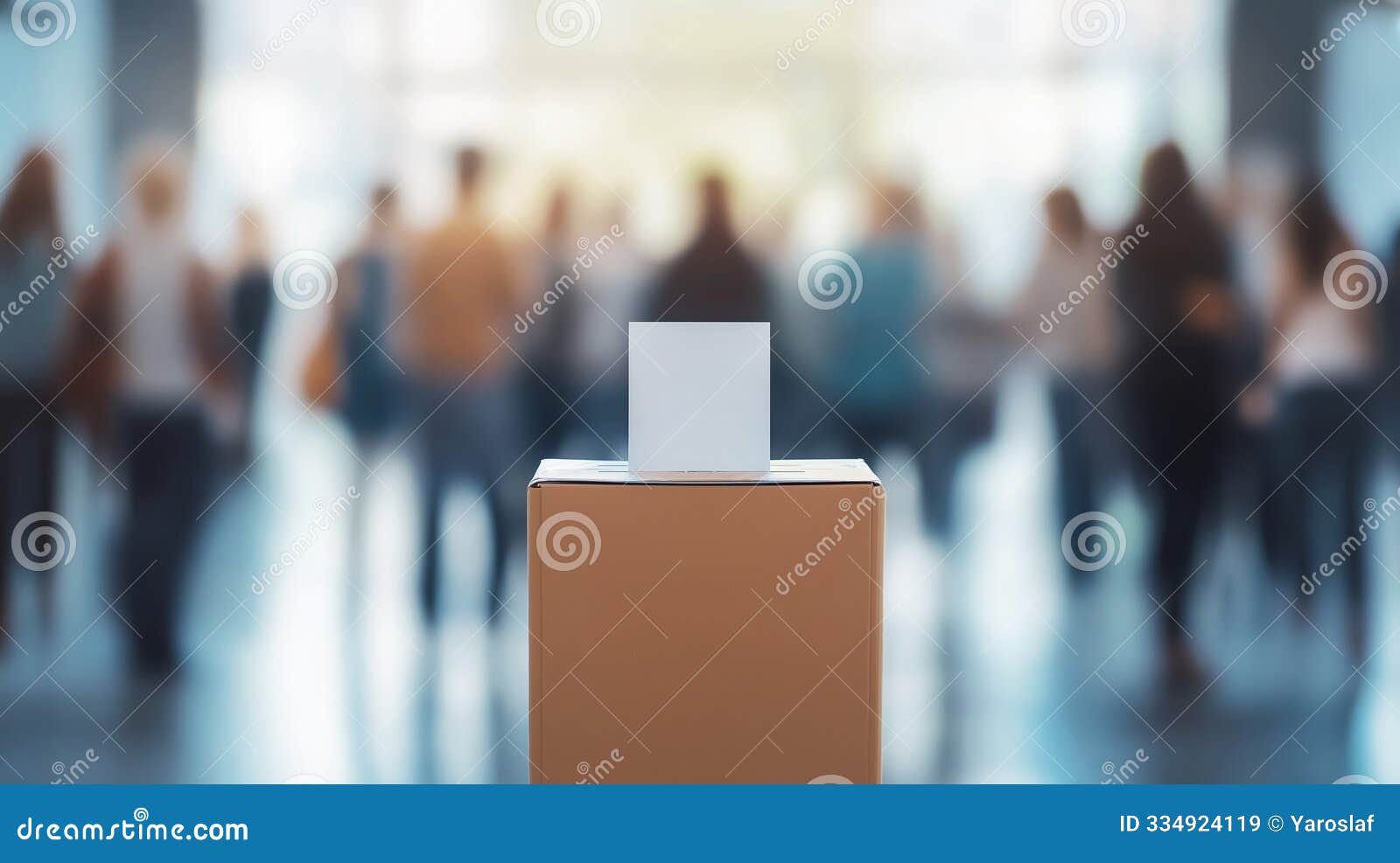 Image of a Voting Box with a Blank Ballot Paper on a Table at a Polling ...