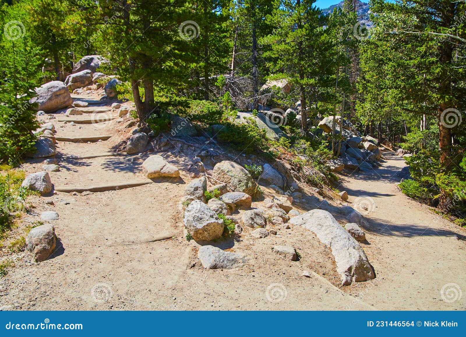 Walking Path Up Mountain with Steps and Stone Guides Stock Photo ...