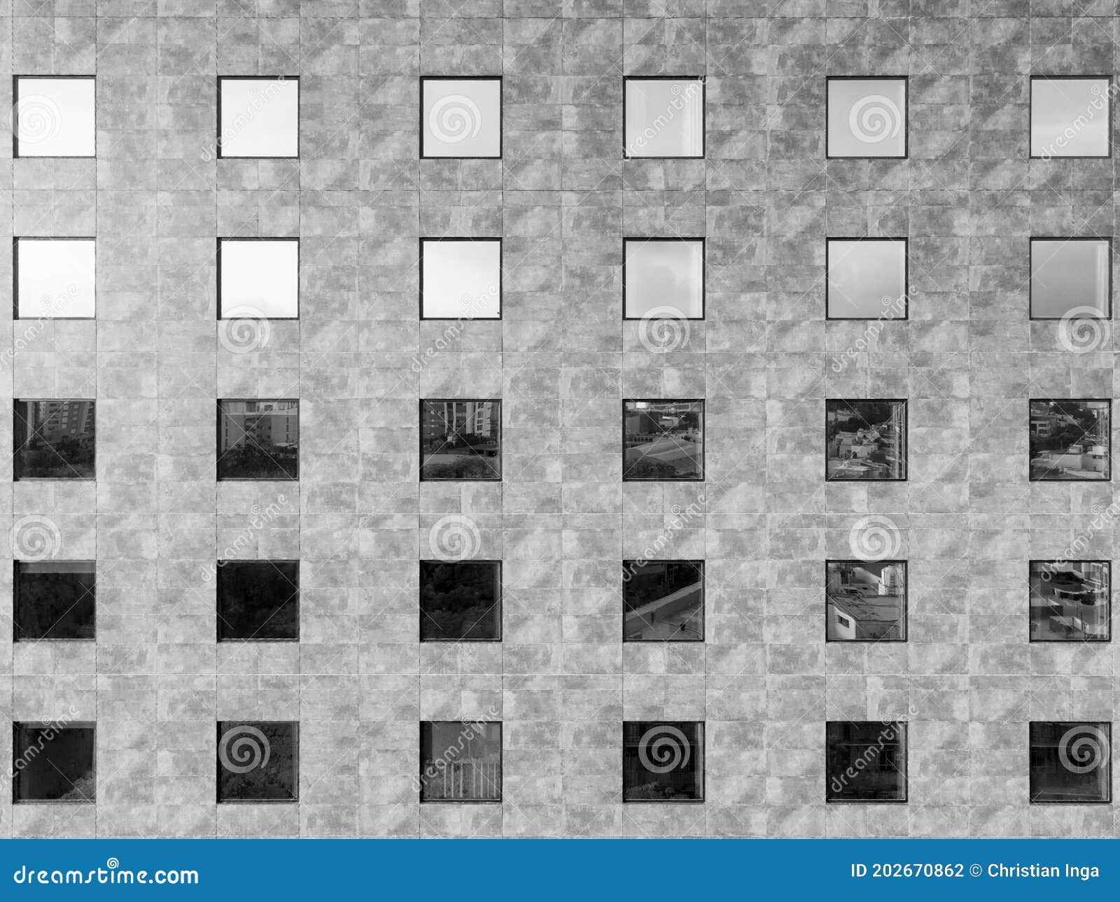 Image of a Wall. Building with Square Windows. Pattern of Squares Stock ...