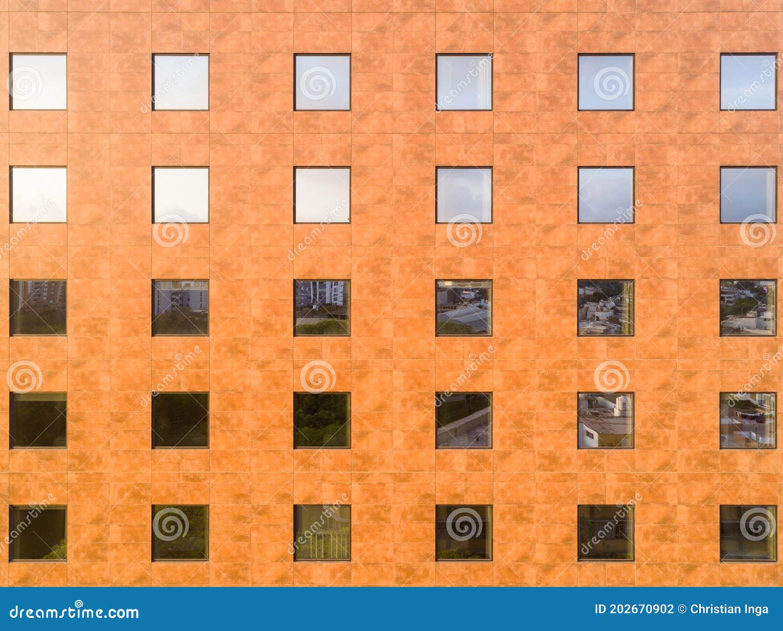 Image of a Wall. Building with Square Windows. Pattern of Squares Stock ...