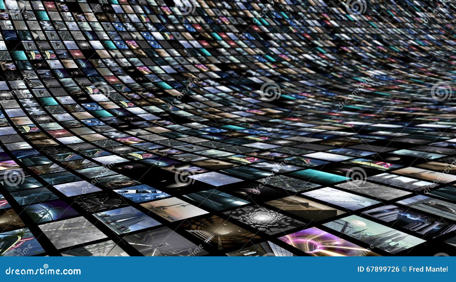 Image Wall with Many Video Screens Stock Illustration - Illustration of ...