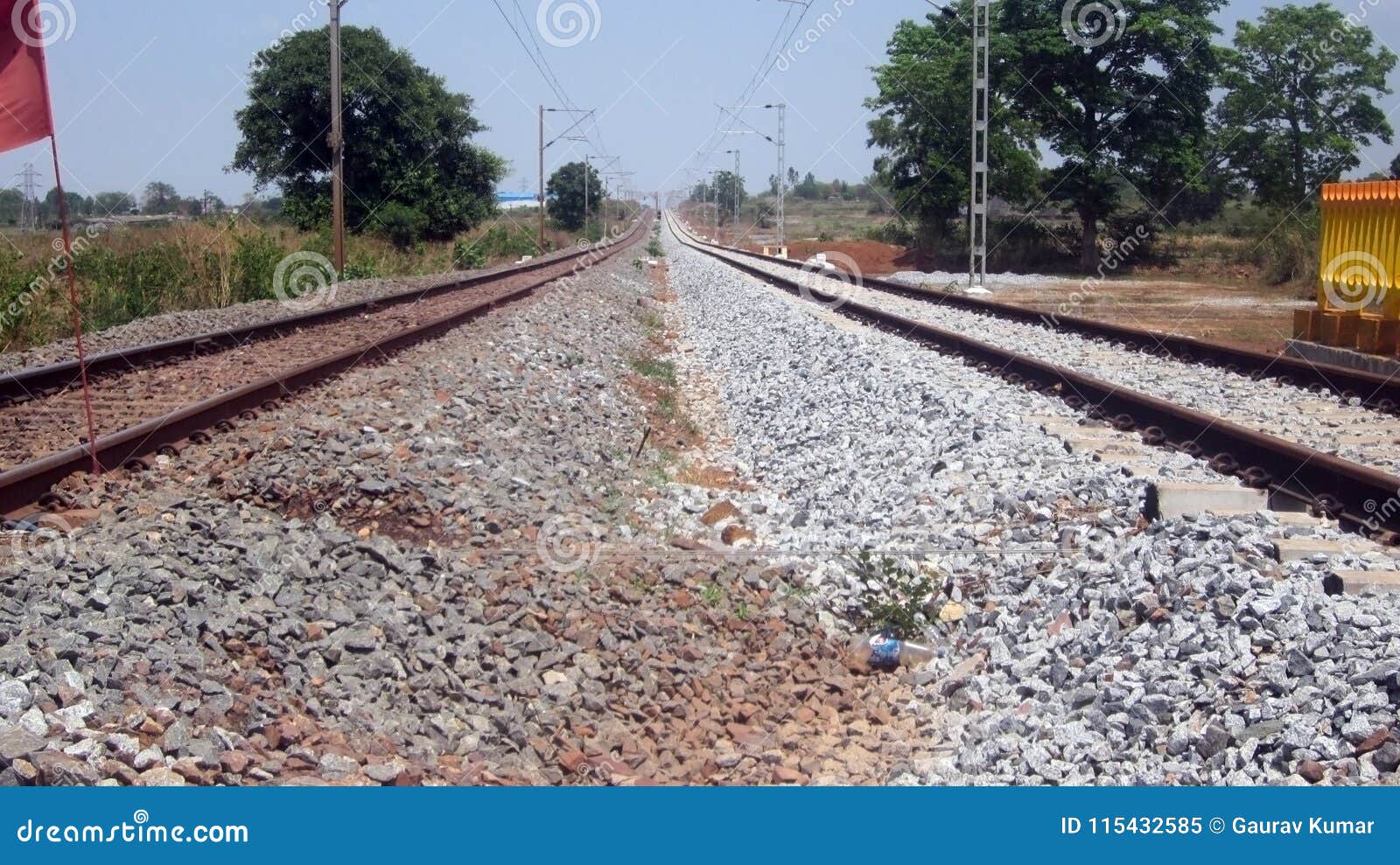 Train Track with Two Lines stock image. Image of stop - 115432585