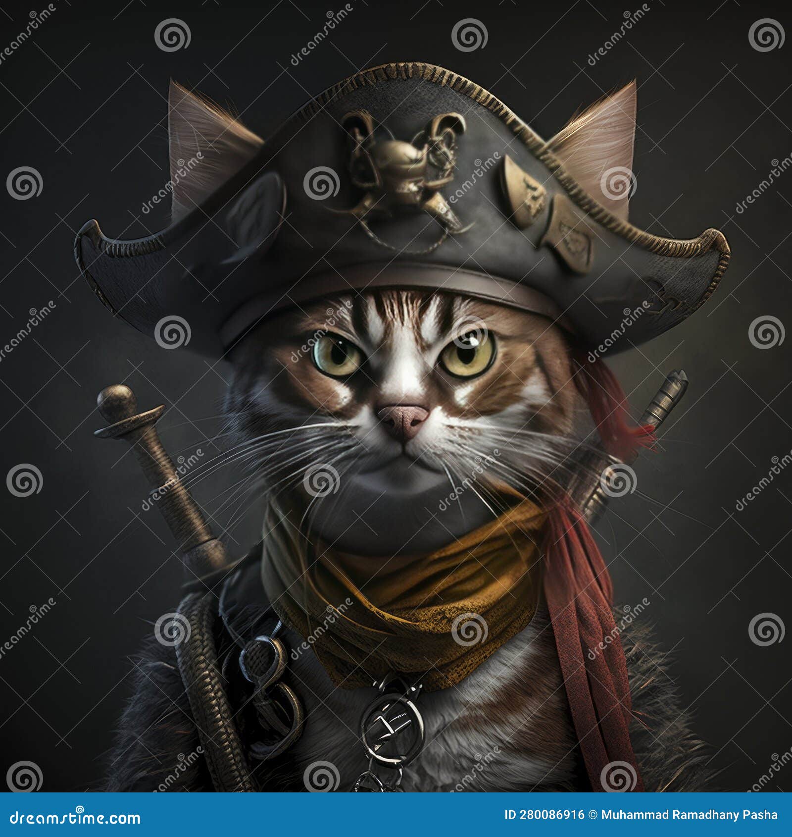 Funny Cat Dressed As a Pirate, Pirates Cat, Captain Cat, Generative AI ...