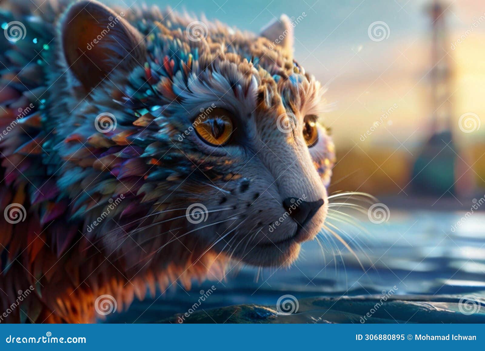 AI-generated Images, Twilight Glow of Colorful Predators Stock ...
