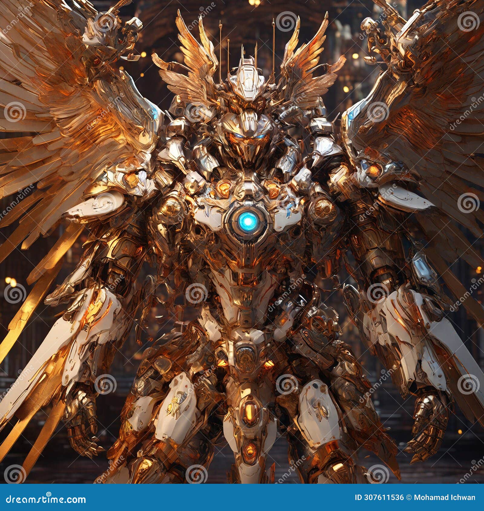 AI-Generated Image, Majestic Mech: the Golden Guardian Stock ...