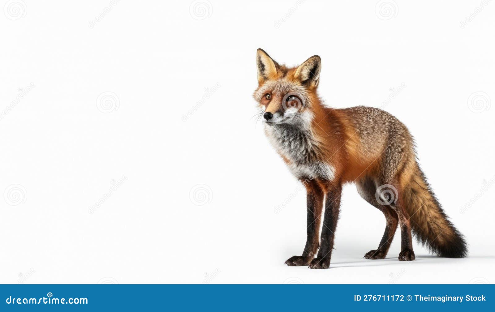 Fox with Its Alert Expression and Sleek Appearance on Isolated White ...