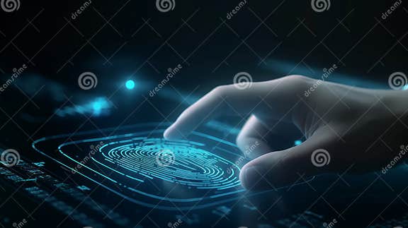 Businessman Fingerprint Scanning To Unlock a Device or Secure a System ...
