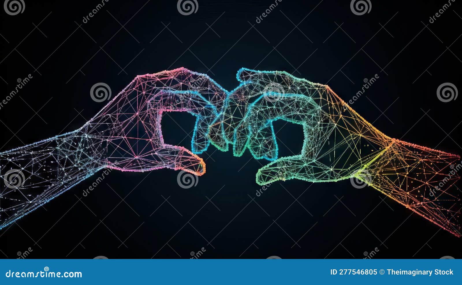 Outline of Two Hands Coming Together To Form a United Line Against a ...