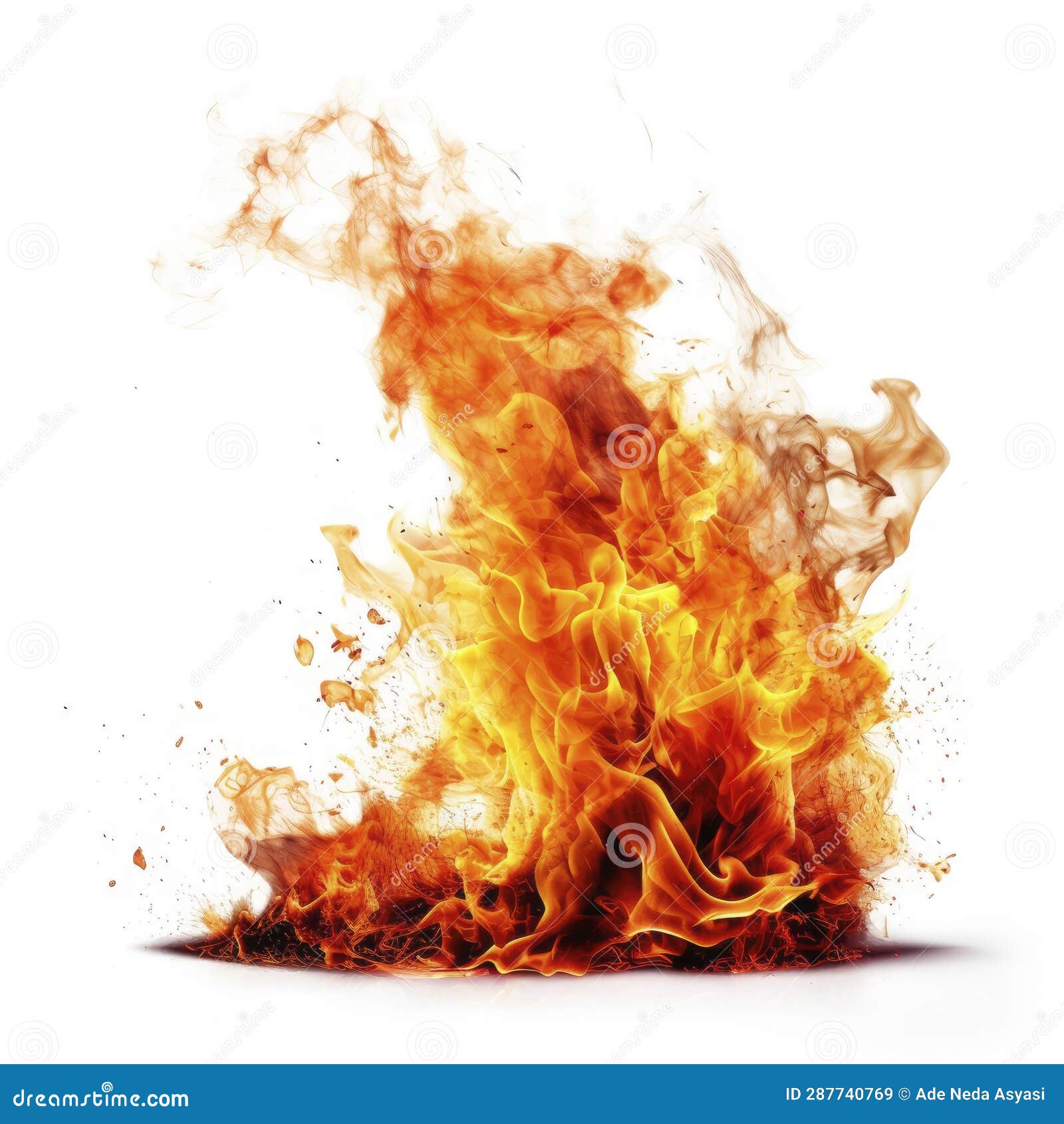 Flame Heat Fire Isolated on White Background. Burning Fires of Flames ...