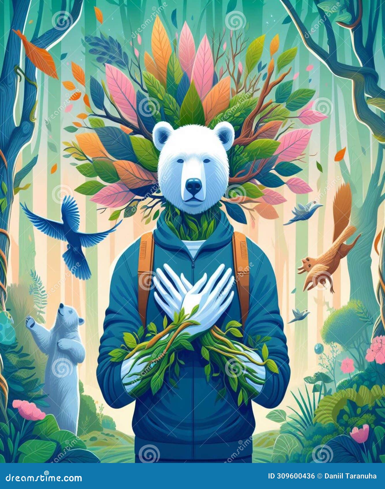 A Human Helping Nature To Recover in a Different Way Stock Illustration ...