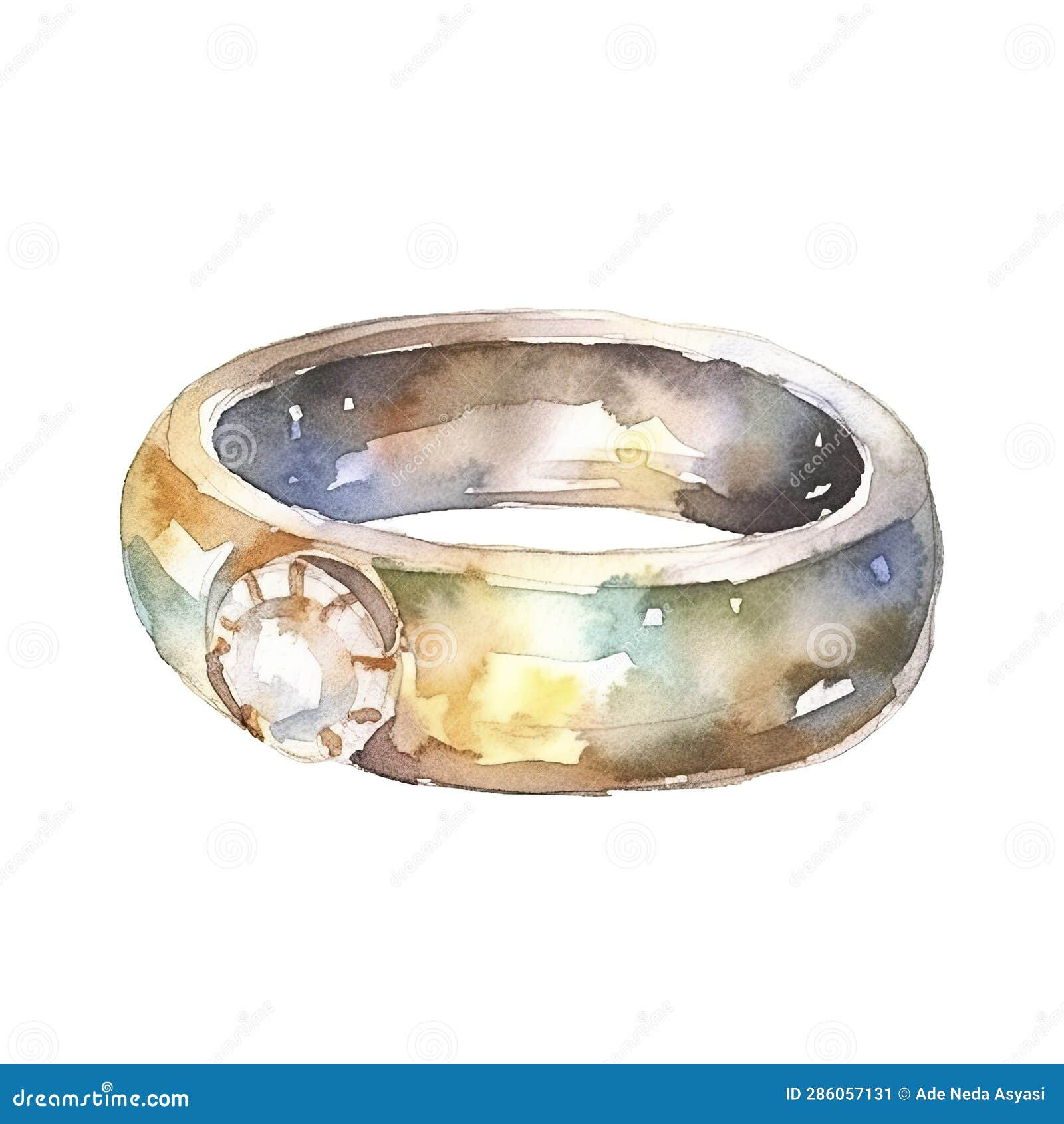Watercolor Painting of a Wedding Ring Stock Illustration - Illustration ...