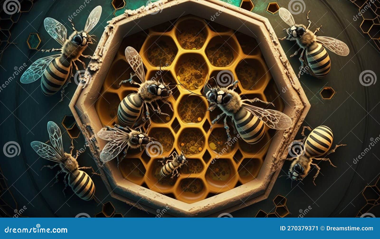 Fat Bees in Their Hive Generative AI Stock Illustration - Illustration ...