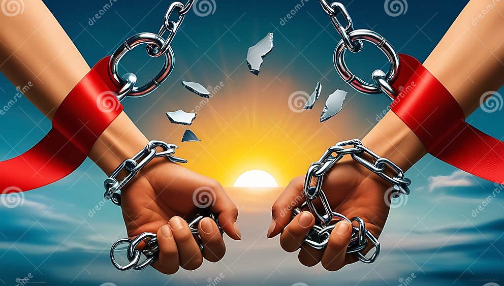 Capture of a Pair of Hands Breaking Free from Chains Symbolizing ...