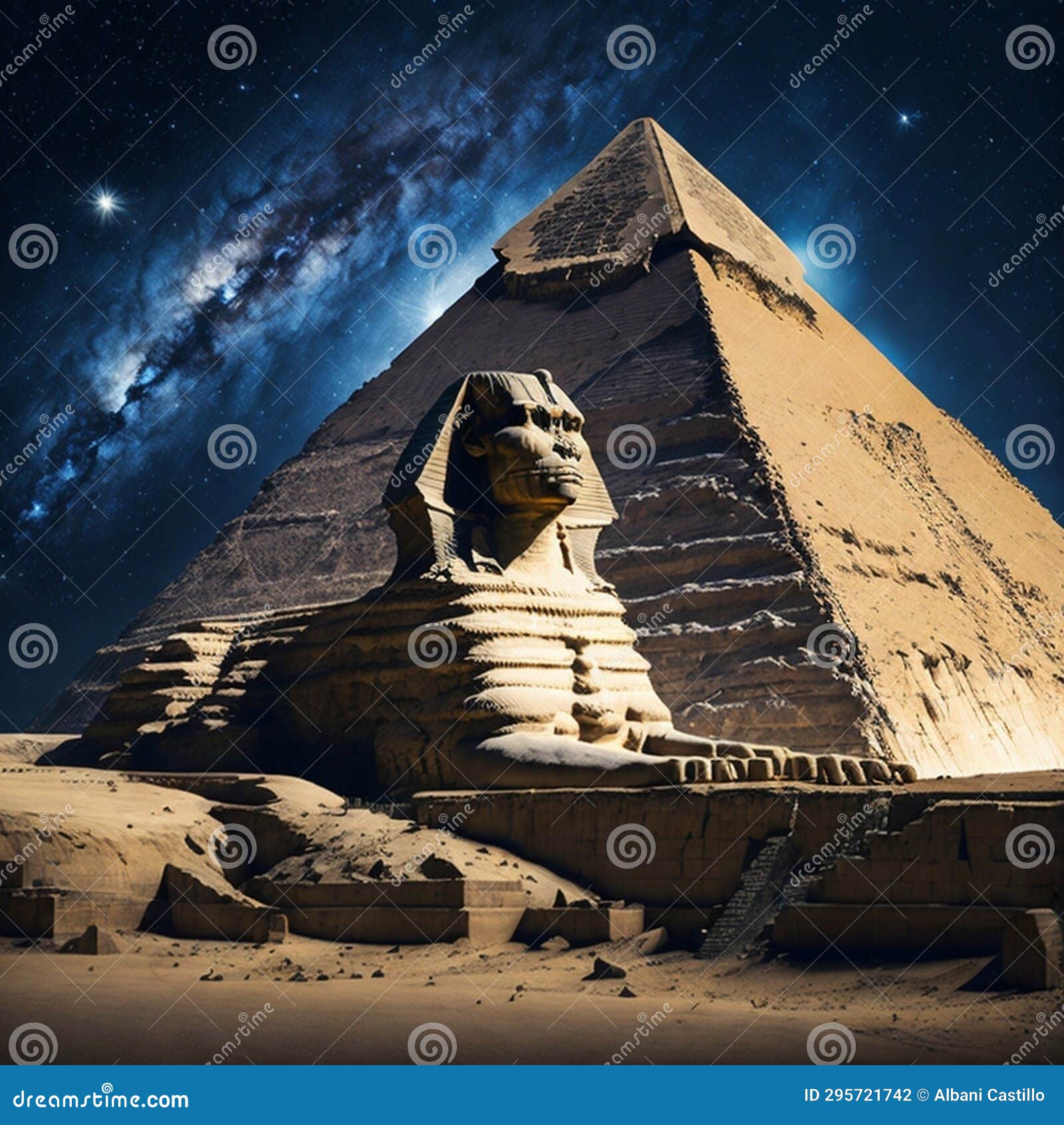 Artificially Generated Nighttime View of the Great Pyramid and Sphinx ...