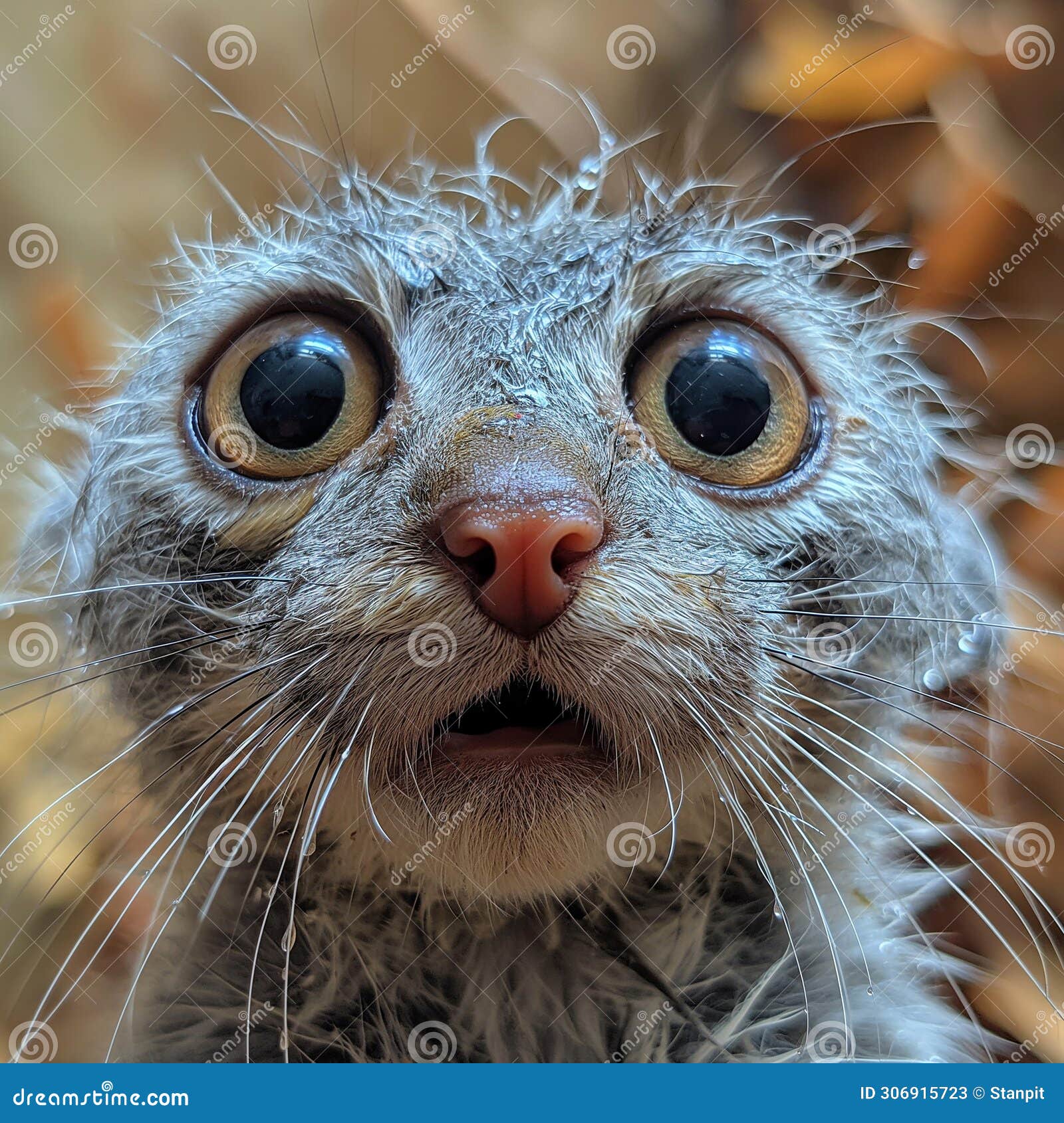 Cute Cat With Big Eyes And Funny Expression In The Street Stock Illustration Illustration Of