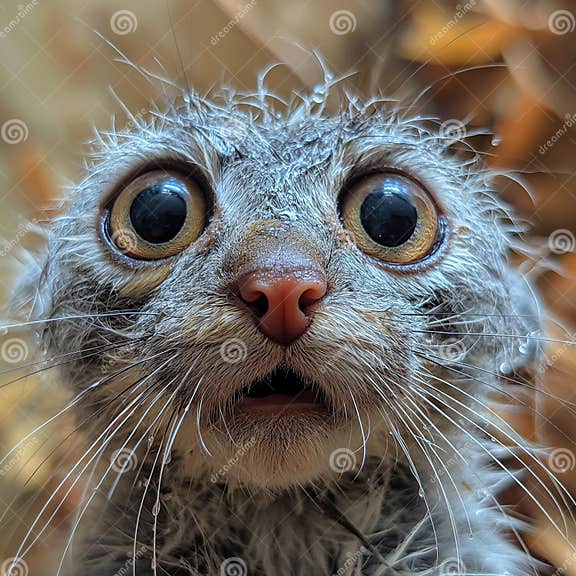 Cute Cat with Big Eyes and Funny Expression in the Street Stock ...