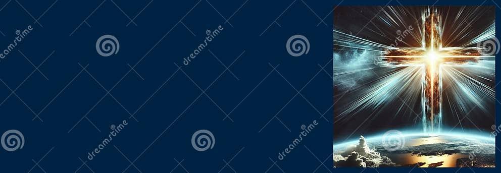 Abstract Biblical Crucifix Floating Over the Planet Earth, Emitting ...