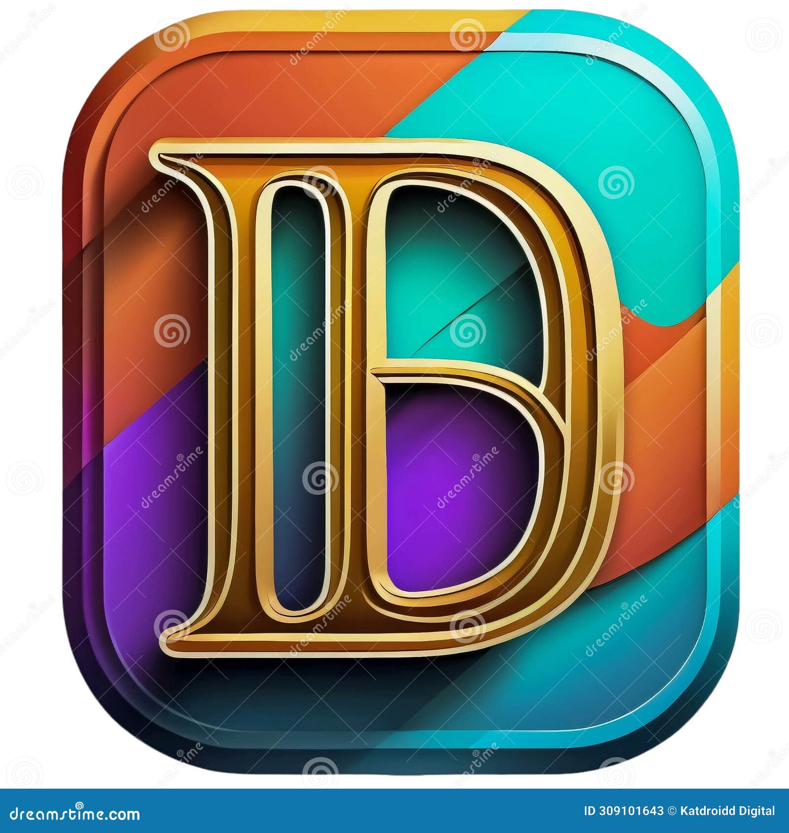 Monogram Initial Capital Letter D in Modern Font, Multicolored Stock ...
