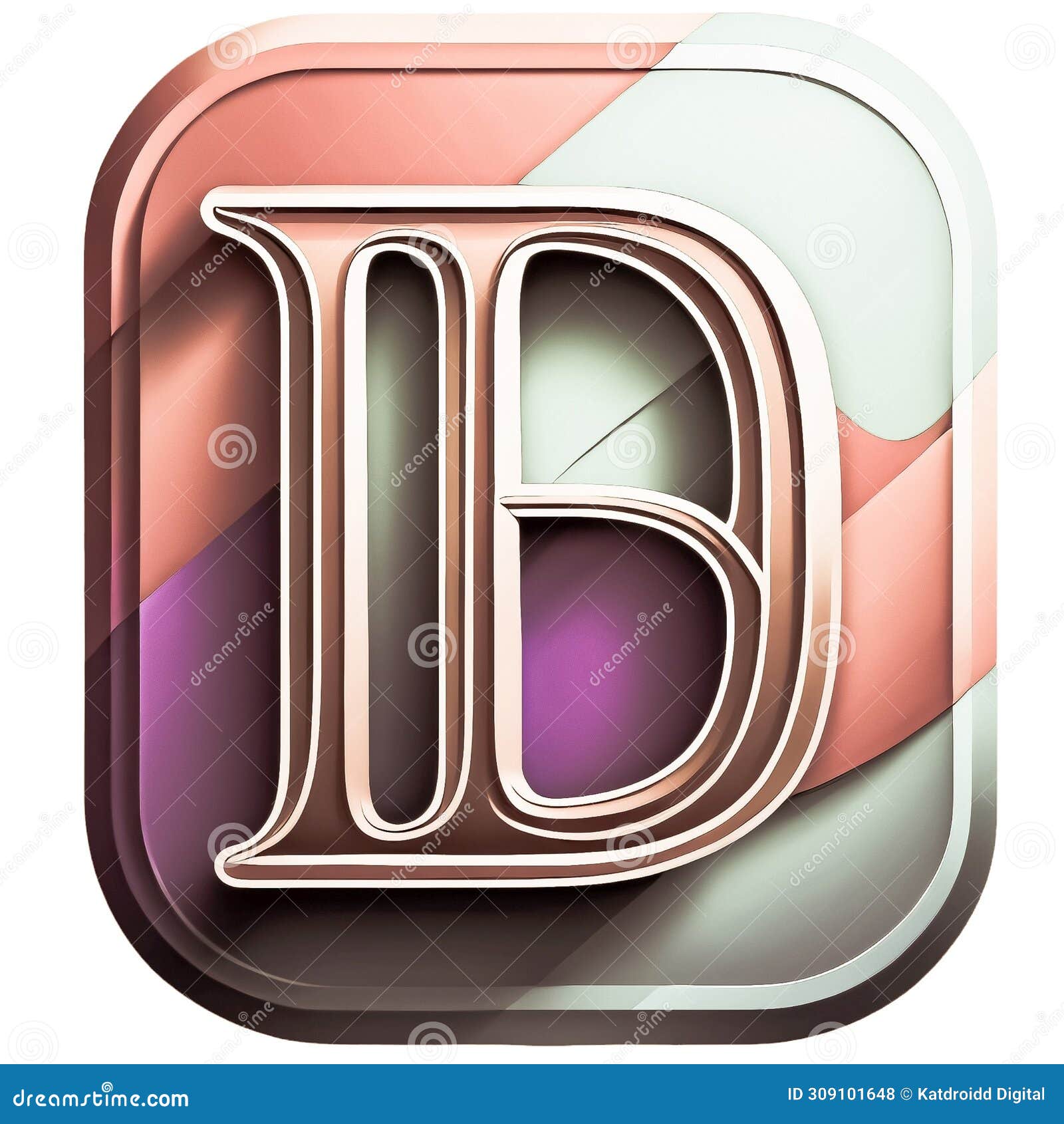 Monogram Initial Capital Letter D in Modern Font, Multicolored Stock ...