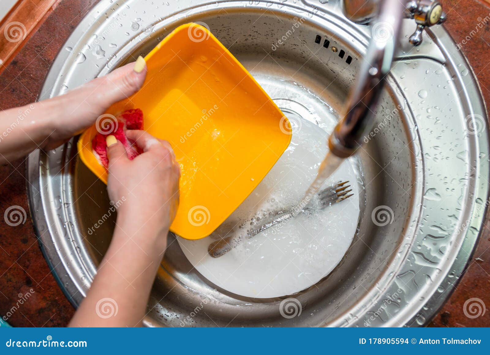 An Image of Washing the Dish in Kitchen Stock Photo - Image of bowl ...