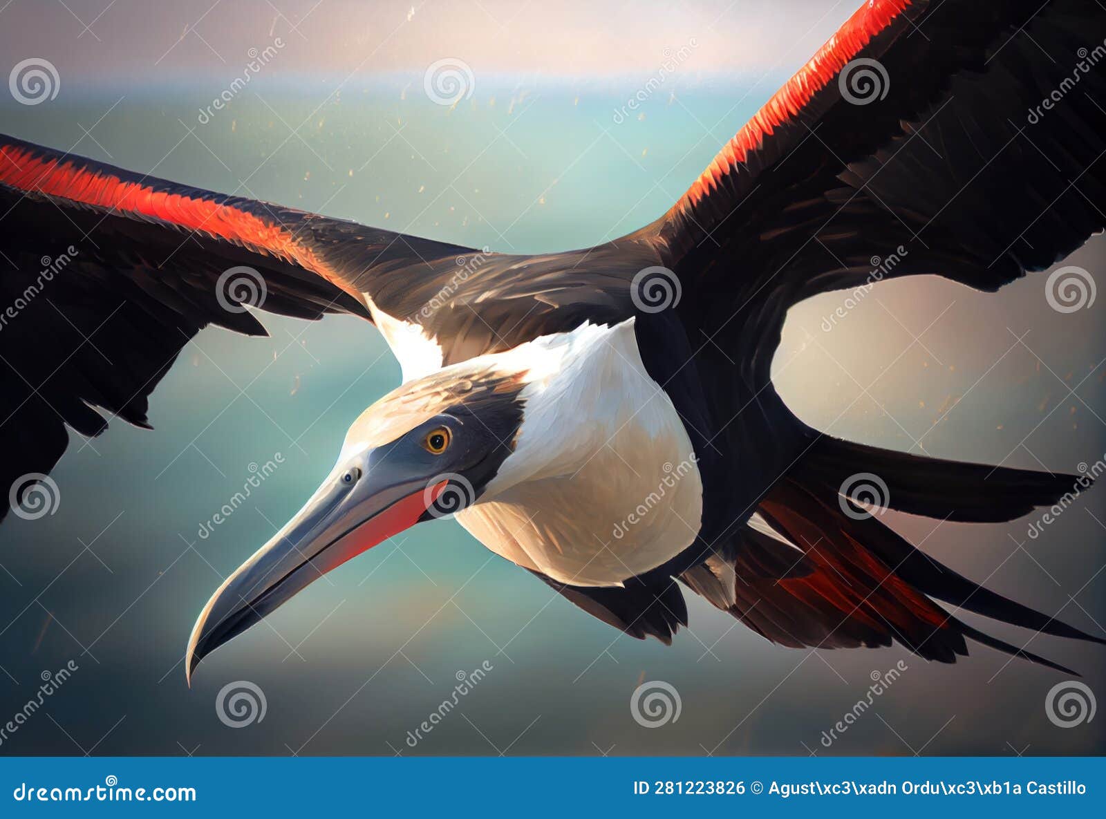 Image of a Watercolor Drawing of a Frigatebird. Stock Illustration ...