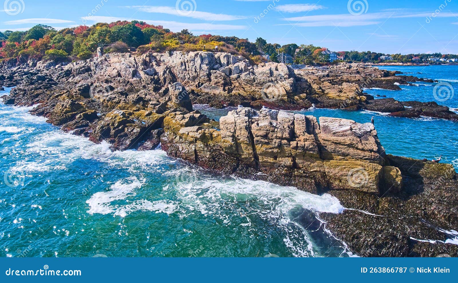 Waves Crash into Patch of Rocky Coastline in Maine Stock Image - Image ...