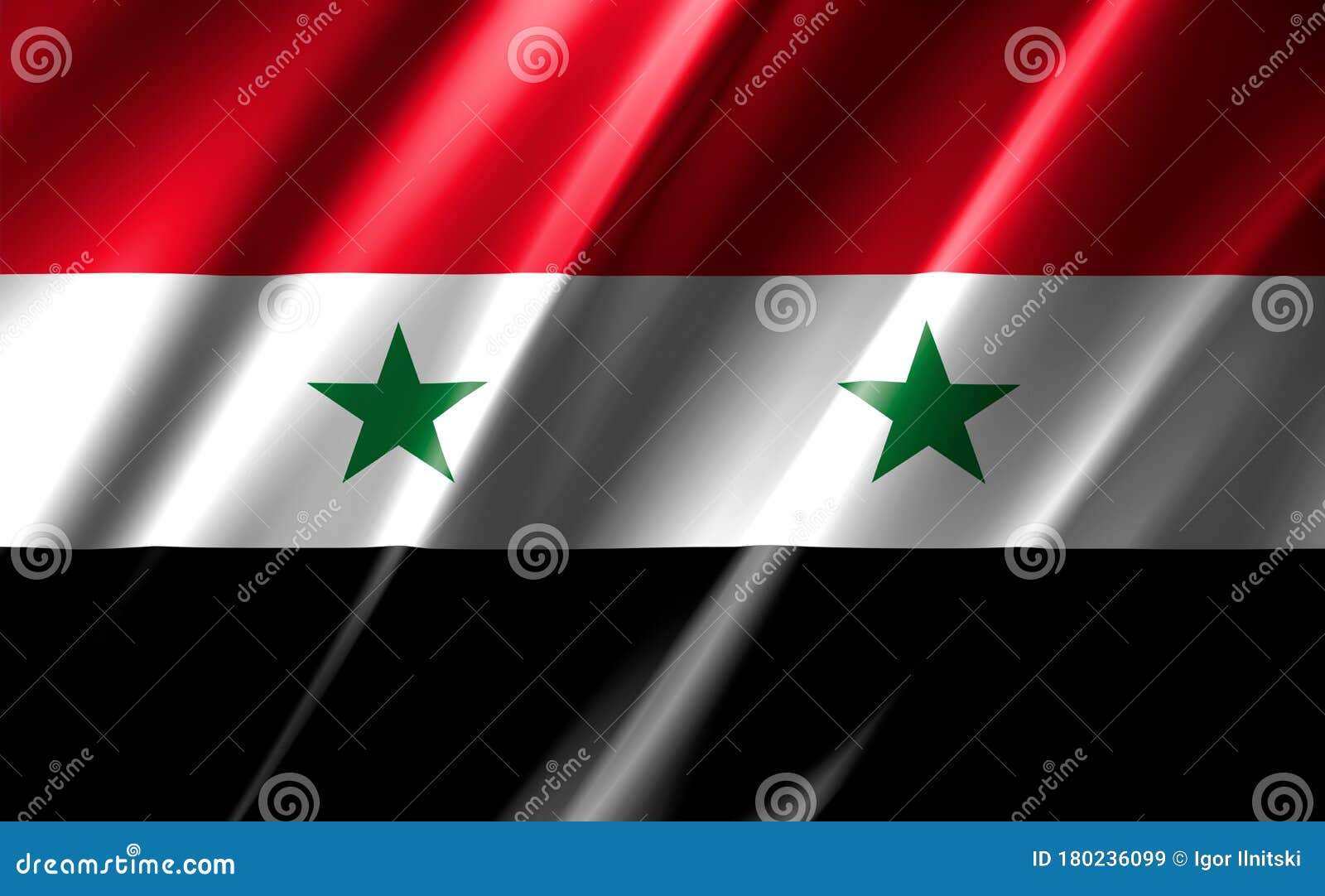 Image of a Waving Syria Flag. Stock Illustration - Illustration of ...