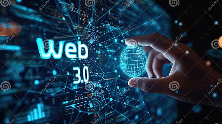 An Image of the Web 3.0 Technology and Concept. Blockchain, Meta, Big Data, Cloud and Server ...