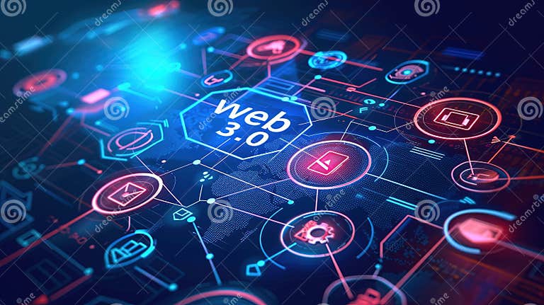 An Image of the Web 3.0 Technology and Concept. Blockchain, Meta, Big Data, Cloud and Server ...
